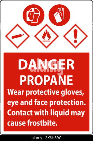 Danger Propane Flammable Gas PPE GHS Sign Stock Vector Image & Art - Alamy
