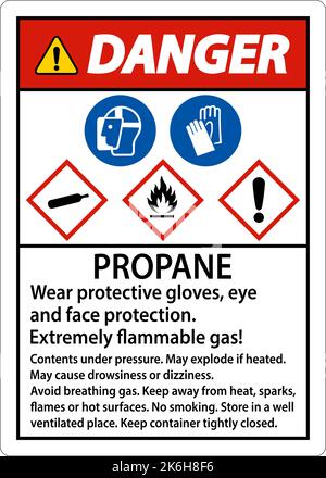 Danger Propane Flammable Gas PPE GHS Sign Stock Vector Image & Art - Alamy