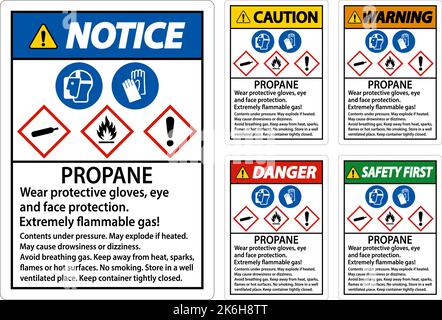 Danger Propane Flammable Gas PPE GHS Sign Stock Vector Image & Art - Alamy