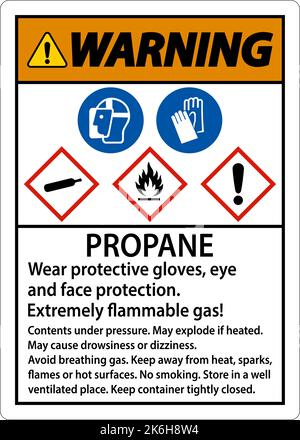 Warning Propane Flammable Gas PPE GHS Sign Stock Vector Image & Art - Alamy