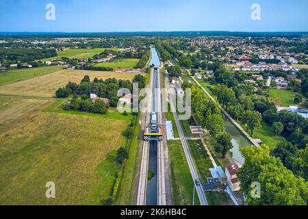 Montech (south western France): aerial view of the Montech water slope ...