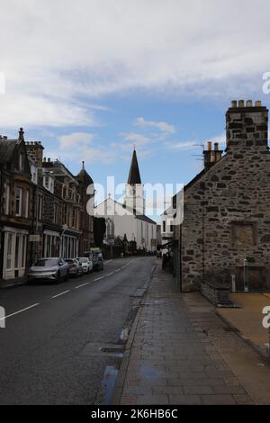 Comrie Scotland street scene with White Church Comrie October 2022 ...