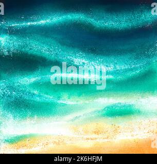 Watercolor calm azure blue background painting. Sky blue artistic ...