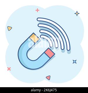 Magnet icon in comic style. Attract cartoon vector illustration on ...