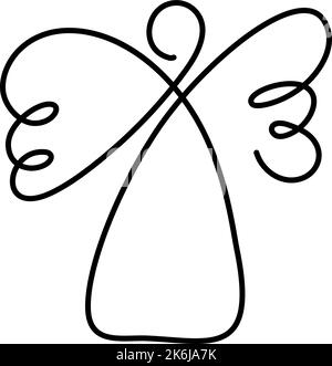 Continuous one line drawing of angel. Angel concept minimalist design ...