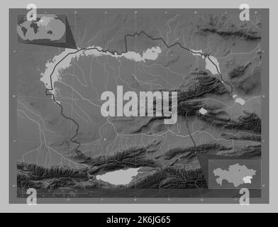 Almaty, region of Kazakhstan. Elevation map colored in wiki style with ...