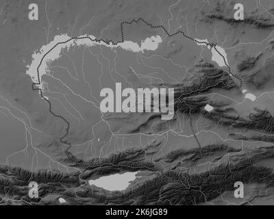 Almaty, region of Kazakhstan. Elevation map colored in wiki style with ...