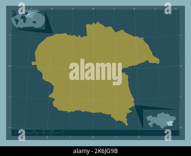 Almaty, region of Kazakhstan. Solid color shape. Locations and names of ...