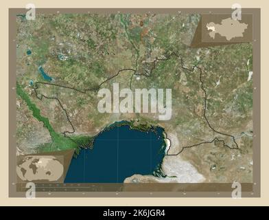 Atyrau, region of Kazakhstan. High resolution satellite map. Locations ...