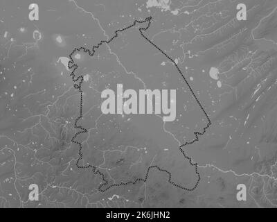 Pavlodar, region of Kazakhstan. Grayscale elevation map with lakes and ...