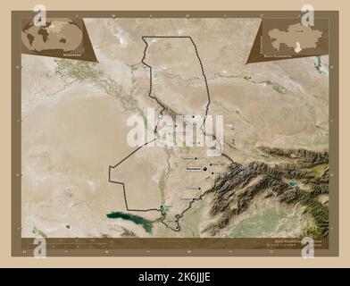 South Kazakhstan, region of Kazakhstan. Low resolution satellite map ...