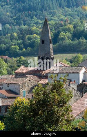 Typical steeple of Saint-Cirgues. Haut-Allier. Haute-Loire. Auvergne ...