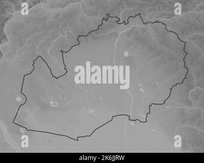 West Kazakhstan, region of Kazakhstan. Grayscale elevation map with ...