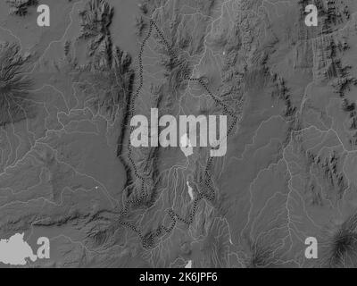 Baringo, county of Kenya. Grayscale elevation map with lakes and rivers ...