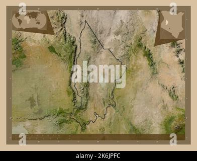 Baringo, county of Kenya. Low resolution satellite map. Corner ...