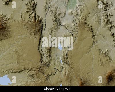 Baringo, county of Kenya. Colored elevation map with lakes and rivers ...