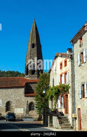 Typical steeple of Saint-Cirgues. Haut-Allier. Haute-Loire. Auvergne ...