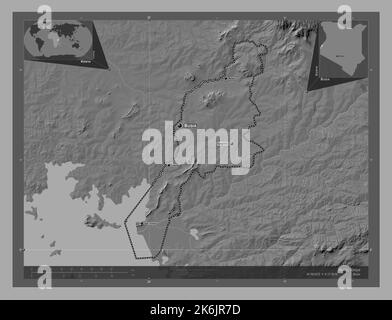 Busia, county of Kenya. Bilevel elevation map with lakes and rivers ...