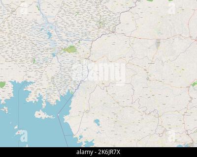 Busia, county of Kenya. Open Street Map. Locations and names of major ...