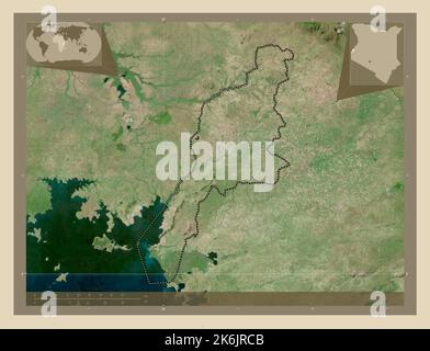 Busia, county of Kenya. High resolution satellite map. Locations and ...
