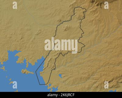 Busia, county of Kenya. Colored elevation map with lakes and rivers ...