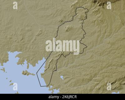 Busia, county of Kenya. Colored elevation map with lakes and rivers ...