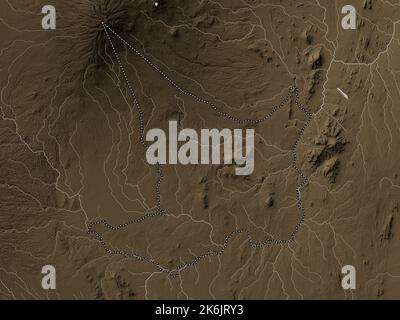Embu, county of Kenya. Colored elevation map with lakes and rivers ...
