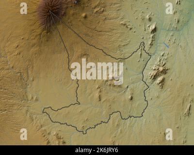 Embu, county of Kenya. Elevation map colored in wiki style with lakes ...