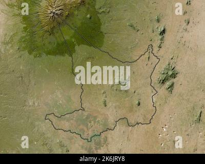 Embu, county of Kenya. Low resolution satellite map. Locations of major ...
