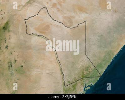Garissa, county of Kenya. Low resolution satellite map. Locations and ...