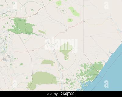 Garissa, county of Kenya. Open Street Map. Corner auxiliary location ...