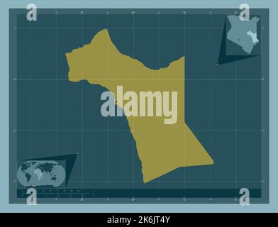 Garissa, county of Kenya. Solid color shape. Corner auxiliary location ...