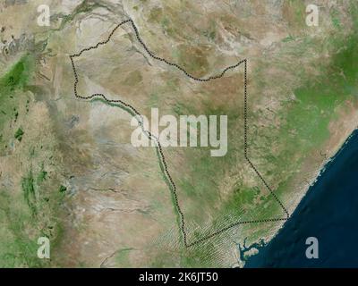 Garissa, county of Kenya. High resolution satellite map. Corner ...