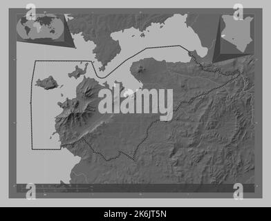 Homa Bay, county of Kenya. Grayscale elevation map with lakes and ...
