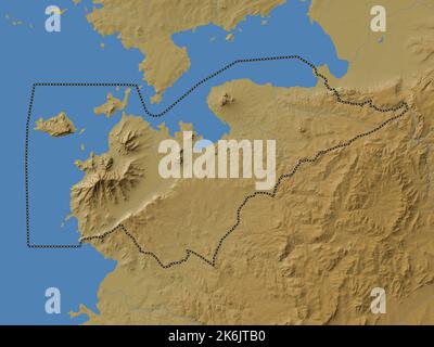 Homa Bay, county of Kenya. Colored elevation map with lakes and rivers ...