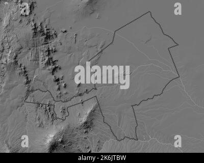 Isiolo, county of Kenya. Bilevel elevation map with lakes and rivers ...