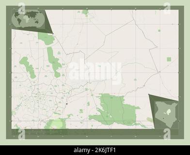 Isiolo, county of Kenya. Open Street Map. Corner auxiliary location ...