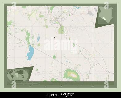 Kajiado, county of Kenya. Open Street Map. Locations of major cities of ...
