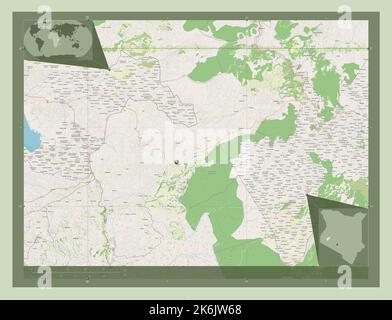 Kericho, county of Kenya. Open Street Map. Locations and names of major ...