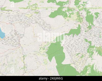 Kericho, county of Kenya. Open Street Map. Locations and names of major ...