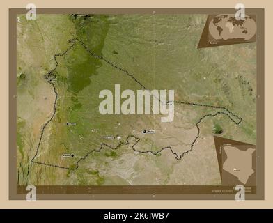 Kiambu, county of Kenya. Low resolution satellite map. Locations of ...
