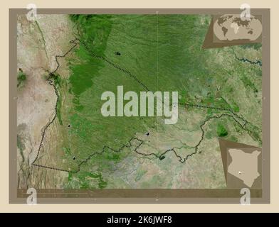 Kiambu, county of Kenya. High resolution satellite map. Corner ...