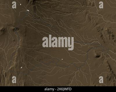 Kiambu, county of Kenya. Colored elevation map with lakes and rivers ...