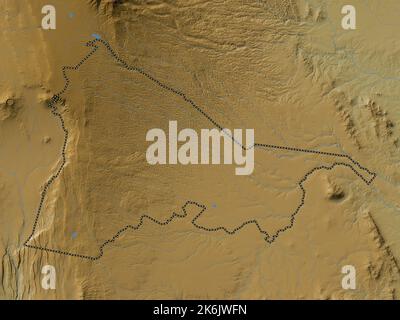 Kiambu, county of Kenya. Colored elevation map with lakes and rivers ...