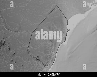 Kilifi, county of Kenya. Grayscale elevation map with lakes and rivers ...