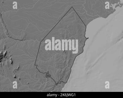 Kilifi, county of Kenya. Bilevel elevation map with lakes and rivers ...