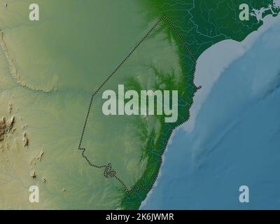Kilifi, county of Kenya. Colored elevation map with lakes and rivers ...