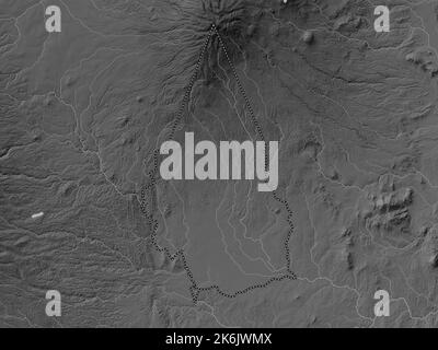 Kirinyaga, county of Kenya. Grayscale elevation map with lakes and ...