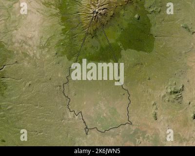 Kirinyaga, county of Kenya. Low resolution satellite map. Locations of ...