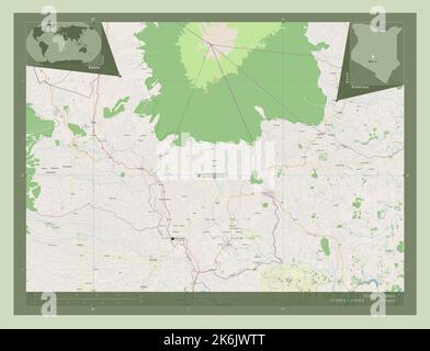Kirinyaga, county of Kenya. Open Street Map. Locations of major cities ...